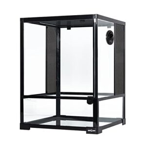 repti zoo reptile glass terrarium, 18" x 18" x 24" knock-down reptile habitat tank with double hinge door & top screen ventilation and side mesh ventilation, 30 gallon large reptile terrarium