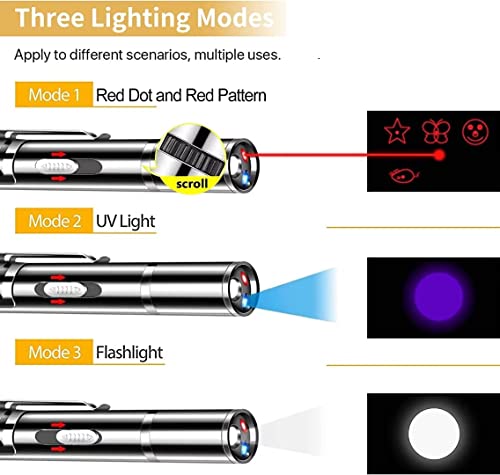 HEYPOMAX Laser Pointer, Red LED Light Pointer Cat Toys for Indoor Cats Dogs, Long Range 3 Modes Lazer Projection Playpen,USB Recharge