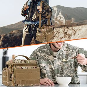 OPUX Tactical Lunch Box for Men, Insulated Lunch Bag for Adult, Large Lunch Cooler with MOLLE, Mesh Side Pockets for Office, Meal Prep (Camo)