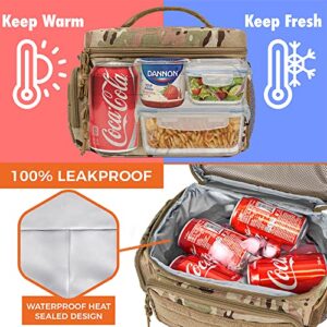 OPUX Tactical Lunch Box for Men, Insulated Lunch Bag for Adult, Large Lunch Cooler with MOLLE, Mesh Side Pockets for Office, Meal Prep (Camo)