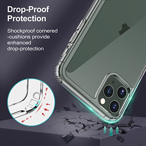 JETech Case for iPhone 11 Pro Max 6.5-Inch with Stand, Support Wireless Charging, Slim Shockproof Bumper Phone Cover, 3-Way Metal Kickstand (Clear)