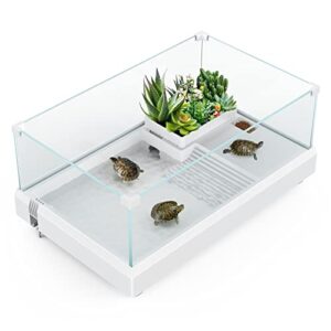 SILICAR Glass Turtle Tank with Reptile Heat lamp, Tortoise Habitat Terrariums with UVB UVA Heating Light Metal Stand with 2 Pack Heat Bulbs (E27,50W)