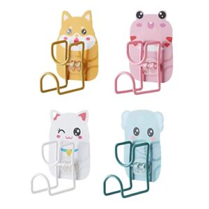 4pcs latest models adhesive hooks washbasin hooks cute animal hooks heavy duty 55.11lb(max) waterproof antirust reusable utility for bathroom kitchen kids room multiple use