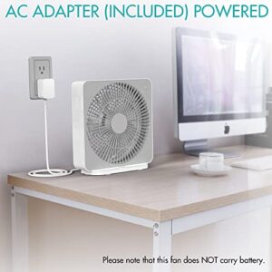 ASKPULION 10 Inch Small Box Fan, 3 Speeds Square Fan Powered by AC Adapter, Small Window Fan for Bedroom Bathroom Kitchen