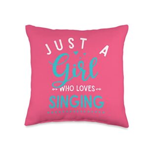 scene rehearsal musicals & theater fan gift women gift just a girl who loves singing musical throw pillow, 16x16, multicolor