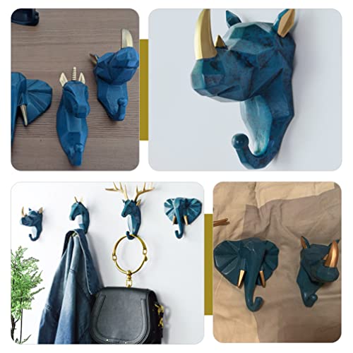 Homoyoyo Elephant Head Wall Decor Rhino Wall Hooks Cartoon Towel Hooks Door Clothes Hangers Wall Hat Organizer Animals Sundries Rack Hooks for Bathroom Kitchen Supplies Cute Wall Hooks