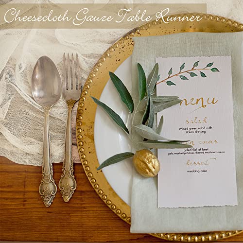 2 Pack Cheesecloth Gauze Table Runner, 13 Ft x 35 Inch Semi Sheer Table Cheese Cloth for Wedding Decor Bridal Shower Rustic Boho (Beige)