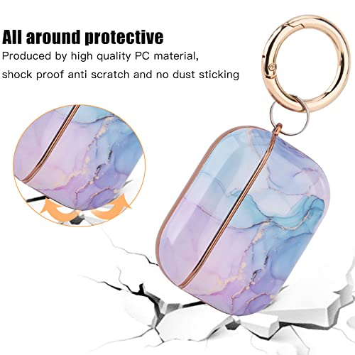 OLEBAND Airpod Pro Case 1st Gen with Keychain and Pattern Design,Air Pod Pro Hard Cover,Earpods Pro Case for Women and Girls,Compatible with Apple iPods Pro 1st Generation,Watercolor Marble