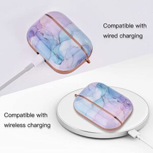 OLEBAND Airpod Pro Case 1st Gen with Keychain and Pattern Design,Air Pod Pro Hard Cover,Earpods Pro Case for Women and Girls,Compatible with Apple iPods Pro 1st Generation,Watercolor Marble