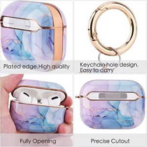 OLEBAND Airpod Pro Case 1st Gen with Keychain and Pattern Design,Air Pod Pro Hard Cover,Earpods Pro Case for Women and Girls,Compatible with Apple iPods Pro 1st Generation,Watercolor Marble