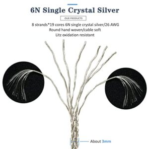 GUCraftsman 6N Single Crystal Silver Upgrade Headphone Cable 3.5mm/4.4mm/4Pin XLR Headphone Upgrade Cable for MrSpeakers/Dan Clark Audio Aeon 2 Ether 2 Ether C Flow Stealth (4.4mm Plug)