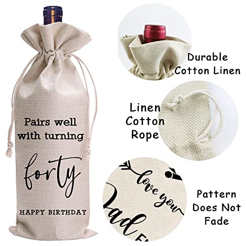 LANBAIHE 40th Birthday Wine Bag,Funny Birthday Party Gifts,Forty 40 Years Old Birthday Gifts Wine Bag for Mom,Wife, Friend,Sister,Brother, Him,Colleague,Coworker (40th Wine Bags)