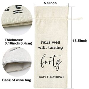 LANBAIHE 40th Birthday Wine Bag,Funny Birthday Party Gifts,Forty 40 Years Old Birthday Gifts Wine Bag for Mom,Wife, Friend,Sister,Brother, Him,Colleague,Coworker (40th Wine Bags)