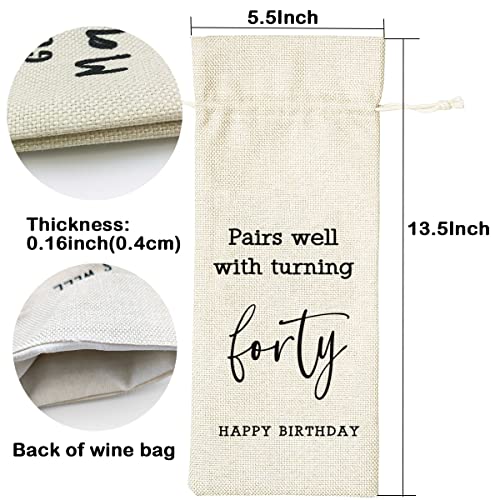 LANBAIHE 40th Birthday Wine Bag,Funny Birthday Party Gifts,Forty 40 Years Old Birthday Gifts Wine Bag for Mom,Wife, Friend,Sister,Brother, Him,Colleague,Coworker (40th Wine Bags)