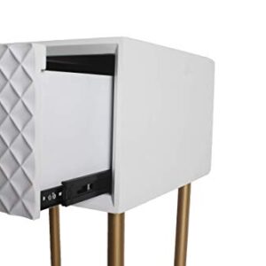 COZAYH Set of 2 Modern Spacious Drawer Nightstand Side Table, Retro-Inspired Raised Diamond Motif, White 2-Pack 1-Drawer Nightstand Nightstands