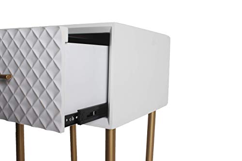 COZAYH Set of 2 Modern Spacious Drawer Nightstand Side Table, Retro-Inspired Raised Diamond Motif, White 2-Pack 1-Drawer Nightstand Nightstands