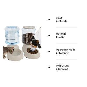 Automatic Dog Cat Feeder and Water Dispenser Set, Gravity Pet Feeding Station and Water Bowl Dispenser for Small Medium Large Pet Puppy Kitten Rabbit Bunny, 3.8L Large Capacity(Marble)