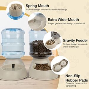 Automatic Dog Cat Feeder and Water Dispenser Set, Gravity Pet Feeding Station and Water Bowl Dispenser for Small Medium Large Pet Puppy Kitten Rabbit Bunny, 3.8L Large Capacity(Marble)