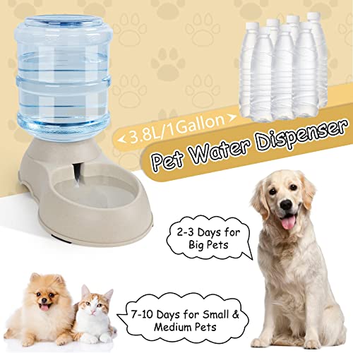 Automatic Dog Cat Feeder and Water Dispenser Set, Gravity Pet Feeding Station and Water Bowl Dispenser for Small Medium Large Pet Puppy Kitten Rabbit Bunny, 3.8L Large Capacity(Marble)