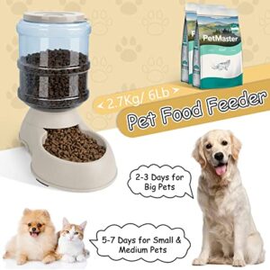 Automatic Dog Cat Feeder and Water Dispenser Set, Gravity Pet Feeding Station and Water Bowl Dispenser for Small Medium Large Pet Puppy Kitten Rabbit Bunny, 3.8L Large Capacity(Marble)