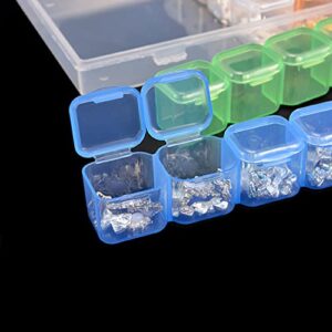 Tosnail 12 Pack 28 Grids Plastic Craft Organizer Case, Diamond Storage Box Containers with 588 Pieces Stickers - Great for Sewing, Crafting, Beading, Nail Art Rhinestones, Jewelry, Embroidery