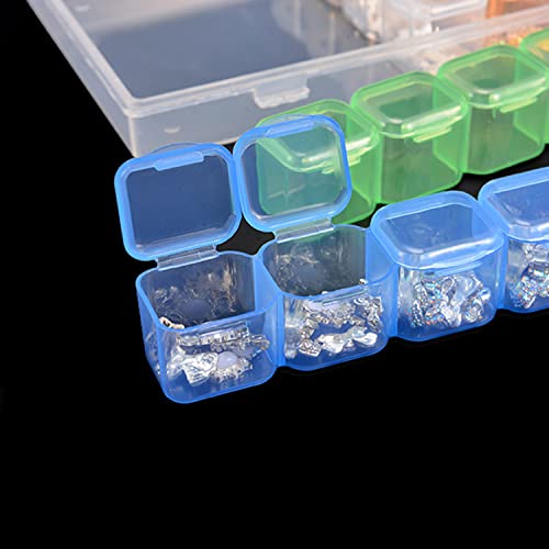 Tosnail 12 Pack 28 Grids Plastic Craft Organizer Case, Diamond Storage Box Containers with 588 Pieces Stickers - Great for Sewing, Crafting, Beading, Nail Art Rhinestones, Jewelry, Embroidery