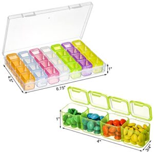 Tosnail 12 Pack 28 Grids Plastic Craft Organizer Case, Diamond Storage Box Containers with 588 Pieces Stickers - Great for Sewing, Crafting, Beading, Nail Art Rhinestones, Jewelry, Embroidery