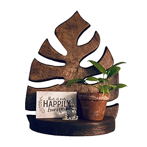 Kunpengzhao Monstera Shaped Shelf ，Monstera Leaf Shaped Wooden Wall Shelves，Floating Wall Shelf Monstera Leaf Shape，Home Shelf Display Holder for Living Room, Bedroom, Home Decor