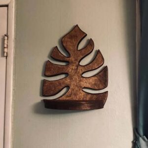 Kunpengzhao Monstera Shaped Shelf ，Monstera Leaf Shaped Wooden Wall Shelves，Floating Wall Shelf Monstera Leaf Shape，Home Shelf Display Holder for Living Room, Bedroom, Home Decor