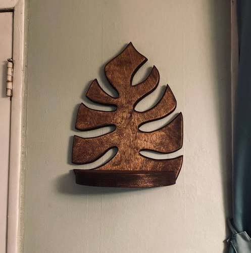 Kunpengzhao Monstera Shaped Shelf ，Monstera Leaf Shaped Wooden Wall Shelves，Floating Wall Shelf Monstera Leaf Shape，Home Shelf Display Holder for Living Room, Bedroom, Home Decor