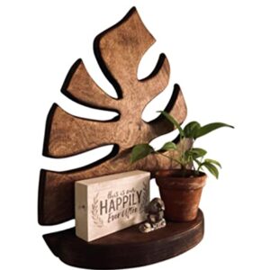 Kunpengzhao Monstera Shaped Shelf ，Monstera Leaf Shaped Wooden Wall Shelves，Floating Wall Shelf Monstera Leaf Shape，Home Shelf Display Holder for Living Room, Bedroom, Home Decor