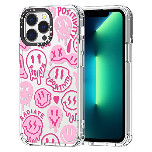 MOSNOVO iPhone 13 Pro Case, Pink Dripping Positivity Radiate Smiles [ Buffertech Impact ] Transparent Shockproof Protective TPU Bumper Clear Phone Case Cover Designed for iPhone 13 Pro 6.1"