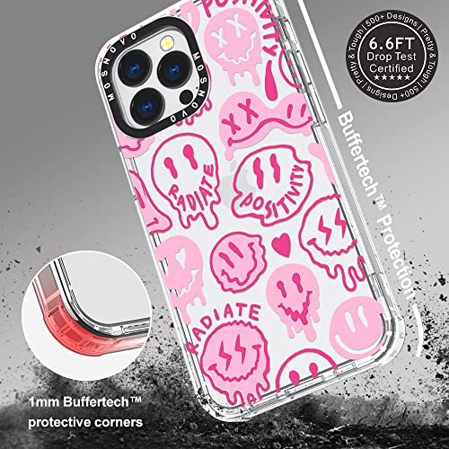 MOSNOVO iPhone 13 Pro Case, Pink Dripping Positivity Radiate Smiles [ Buffertech Impact ] Transparent Shockproof Protective TPU Bumper Clear Phone Case Cover Designed for iPhone 13 Pro 6.1"