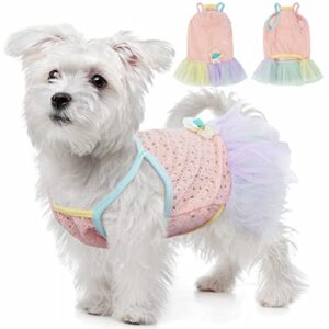 t'chaque elegant princess dog dress with colorful tiered layer tutu tulle, pet summer clothes dog apparel for puppy and cats, dog birthday/wedding party dresses costume casual daily pets outfits, s