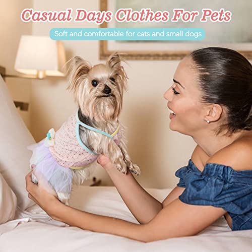 T'CHAQUE Elegant Princess Dog Dress with Colorful Tiered Layer Tutu Tulle, Pet Summer Clothes Dog Apparel for Puppy and Cats, Dog Birthday/Wedding Party Dresses Costume Casual Daily Pets Outfits, S