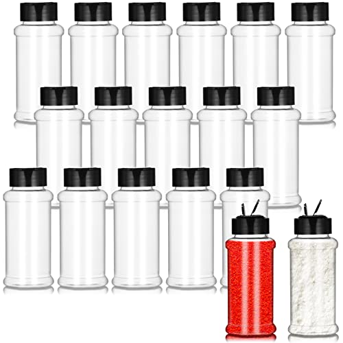 Ysanciuu 18 Pack 3.5 Oz Clear Plastic Spice Jars With Black Cap,Glitter Shaker Bottle Empty,Seasoning Containers for Storing Spice,Herbs and Seasoning Powders