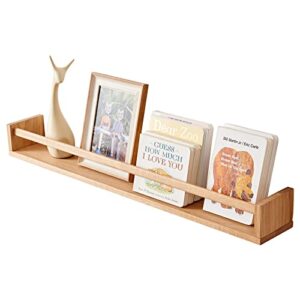 treoakwis floating shelves, oak nursery floating shelves for wall mounted, wall bookshelf for kids,hanging shelf for baby nursery room decor kitchen, natural wood wall shelves,32 inch