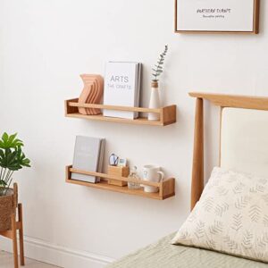 TREOAKWIS Floating Shelves, Oak Nursery Floating Shelves for Wall Mounted, Wall Bookshelf for Kids,Hanging Shelf for Baby Nursery Room Decor Kitchen, Natural Wood Wall Shelves,32 Inch