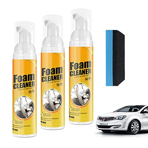 LJXWRF Amplesunshine Foam Cleaner, Multifunctional Car Foam Cleaner Spray, Powerful Stain Removal Kit 100ml, Foam Cleaner for Car and House Lemon Flavor (100ML-3PCS)