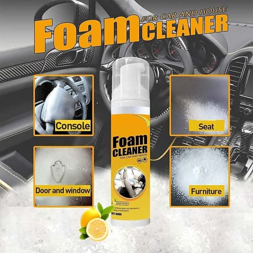 LJXWRF Amplesunshine Foam Cleaner, Multifunctional Car Foam Cleaner Spray, Powerful Stain Removal Kit 100ml, Foam Cleaner for Car and House Lemon Flavor (100ML-3PCS)