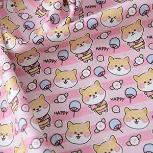 tingchao pure cotton fabric simple cartoon cute little animal rabbit shiba inu sushi drink pattern handmade crafts cloth for sewing girl shirt headband 130x50cm,a