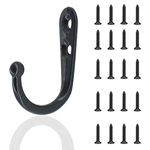 LUPANTER 10 pcs Black Coat Hooks for Hanging Hat, Towel, Key, Robe, Coats, Wall Mounted by Screws…