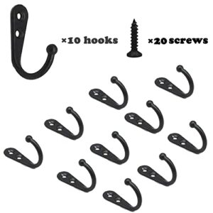 LUPANTER 10 pcs Black Coat Hooks for Hanging Hat, Towel, Key, Robe, Coats, Wall Mounted by Screws…