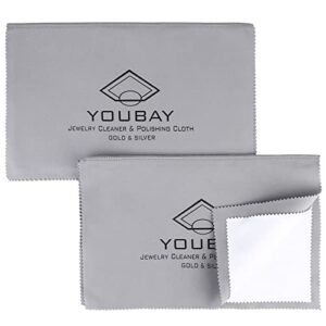 youbay pro size jewelry cleaning cloth & silver polishing cloth, 11'' x 14'' jewelry polishing cloth for sterling silver | gold | brass | platinum, has both cleaning and polishing cloth (grey 2pack)