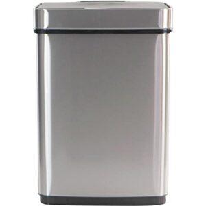 hanover 50-liter / 13.2-gallon stainless steel 50 liter / 13.2 gallon hands free trash can garbage bin, fingerprint resistant, soft close, sensor lid