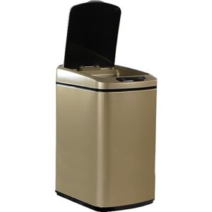 Hanover Home Hands-Free Metal Trash Can with Fingerprint-Resistant Finish, Soft-Close Motion Sensor Lid, and Removable Bin for Bathroom and Bedroom - 3.2 Gallons (12 Liters) in Gold