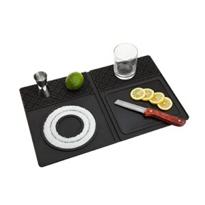 True Bar Mat, Multipurpose, Silicone Cocktail Prep Station, Rimmer, Cutting Board, Drying Mat, Set of 1, Black