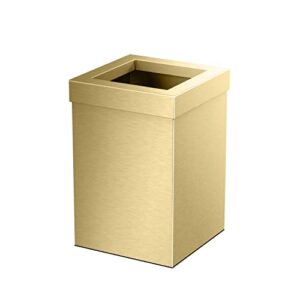 gatco 1913b modern square wastebasket, brushed brass 3 gallons