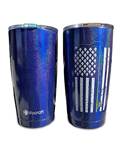 Lifecraft Fishing Gifts for Men Travel Tumbler Cup, Stainless Steel Coffee Mug with Lid, Funny Fisherman Themed Accessories, For Hot or Cold Drinks, Cool Dad Stuff Gift