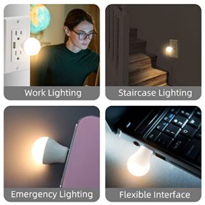 GANA Night Light for Kids, Comfortable LED Warm White Light Source (3000K) - Suitable for All USB Output Ports, Mini Portable Emergency Light, for Bedroom, Bathroom, Stairs or Camping (6PACK)…